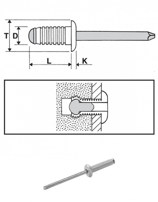FIXI | Grooved rivets aluminium / steel zinc plated - Dome head