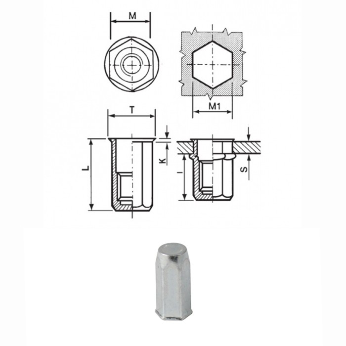 FIXI | Hexagonal steel threaded inserts - Closed end type - Reduced ...